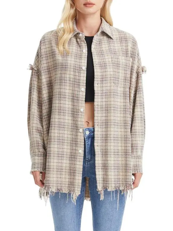 BAYEAS Plaid Cotton Oversized Shirt - Catherine Gray Pattern