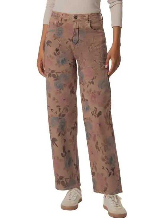 Kut From The Kloth Ashton Floral High Waist Crop Barrel Jeans - Mauve