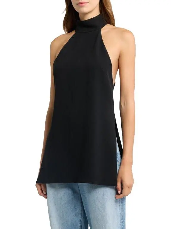 REFORMATION Niva High Neck Top - Black