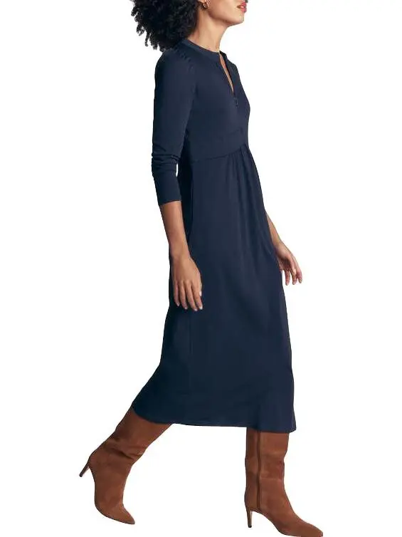 Boden Hope Zip Detail Jersey Midi Dress - Navy