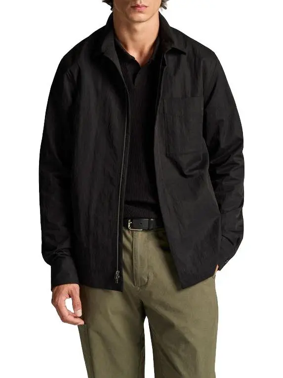 Vince Cotton Blend Zip Shirt Jacket - Black