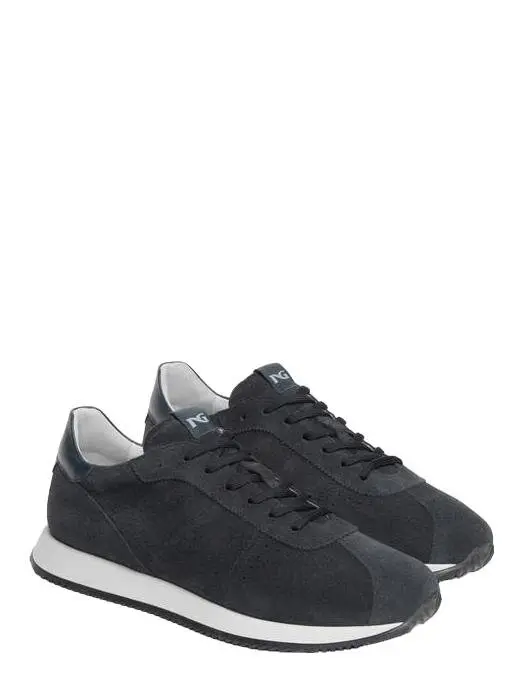 NEROGIARDINI Leather Lace-up Sneakers - Navy