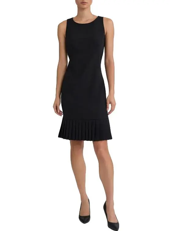 KASPER Pleated Sleeveless Sheath Dress - Black