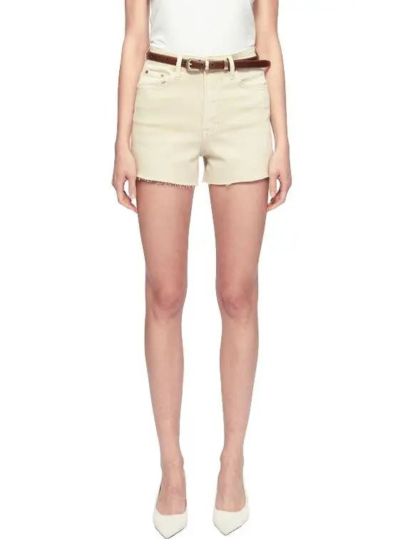 BAYEAS Flora High Waist Cutoff Denim Shorts - Light Khaki