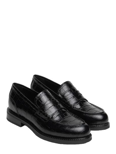 NEROGIARDINI Leather And Calf Hair Penny Loafer - Black