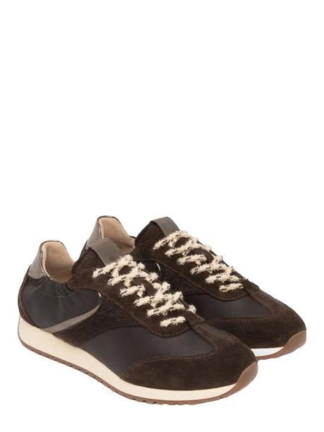 NEROGIARDINI Leather And Suede Low Top Sneakers - Chocolate