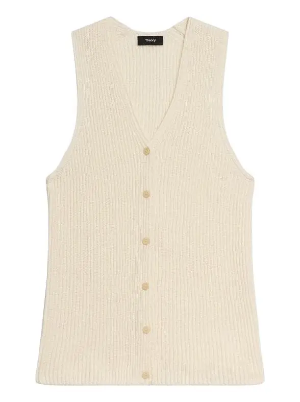 Theory Cotton Sweater Vest - Ivory