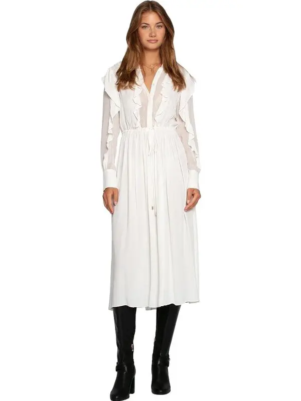 BELLE & BLOOM Slow Dance Frill Midi Dress - White