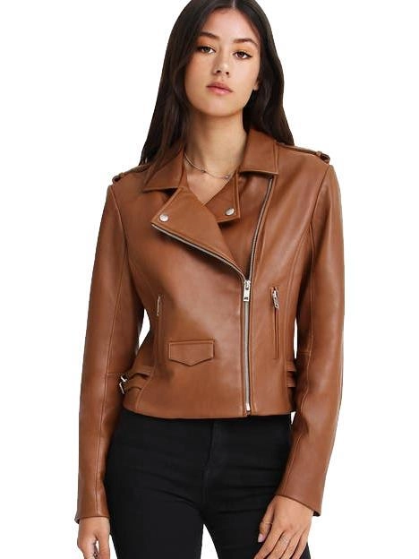 BELLE & BLOOM Just Friends Leather Moto Jacket - Brown