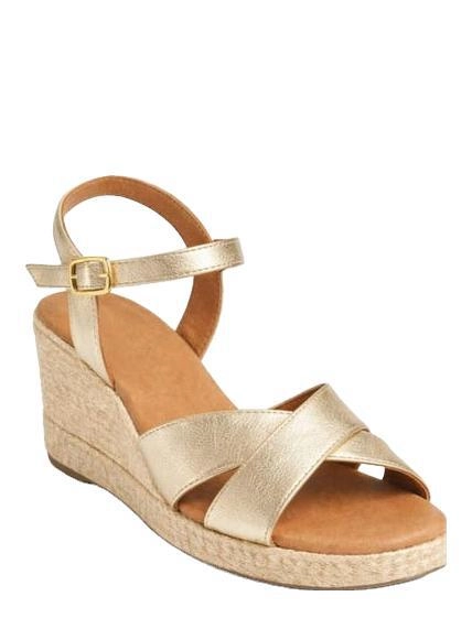 MENINA STEP Jimena Double Band Espadrille Wedge Sandals - Gold