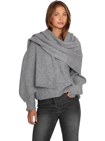 BELLE & BLOOM Wrap Me Up Scarf Sweater - Grey