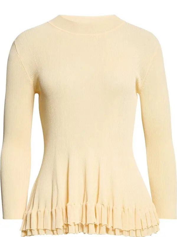 ASHLYN Garrett Peplum Ruffle Hem Mock Neck Top - Cream