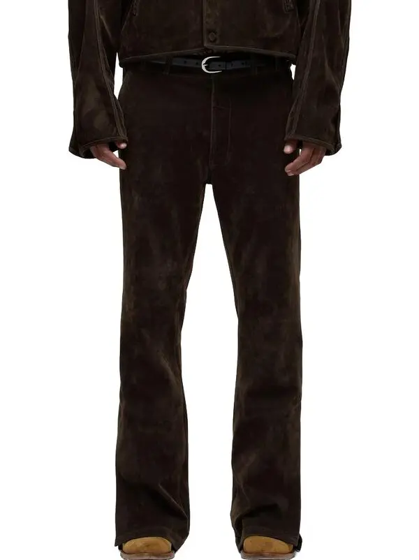 Hudson Jeans Walker Faux Suede Trousers - Dark Brown