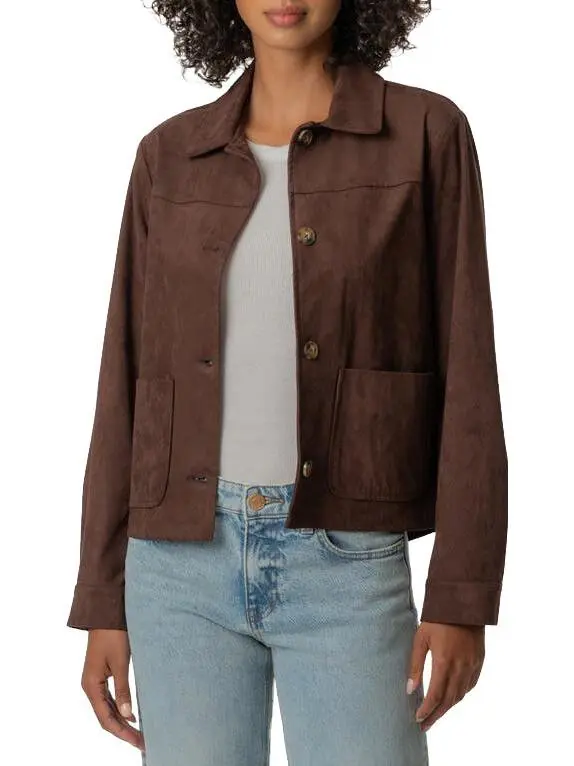 Kut From The Kloth Dakota Faux Suede Button Front Jacket - Chocolate
