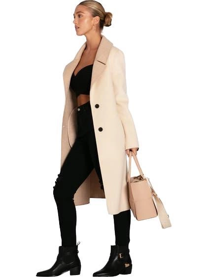 BELLE & BLOOM Lexington Two-tone Wool Blend Coat - Beige