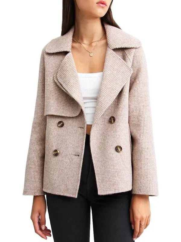 BELLE & BLOOM Double-breasted Wool Blend Peacoat - Beige