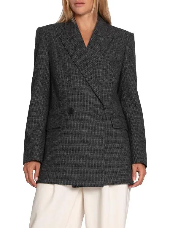 BELLE & BLOOM Double Breasted Plaid Blazer - Charcoal