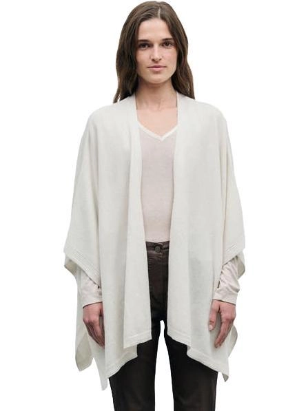 Gerard Darel Long Sleeve Draped Cashmere Poncho - Ecru
