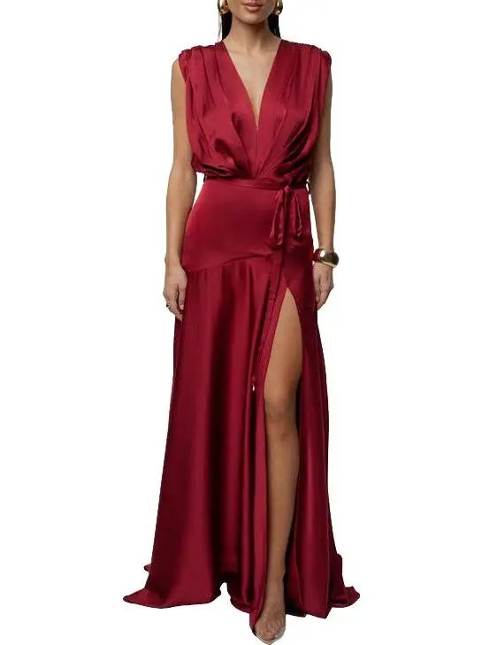 JLUXLABEL Amalia Satin Maxi Dress - Red