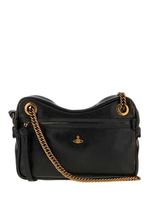 VIVIENNE WESTWOOD Leather Medium Dolce Shoulder Bag - Black
