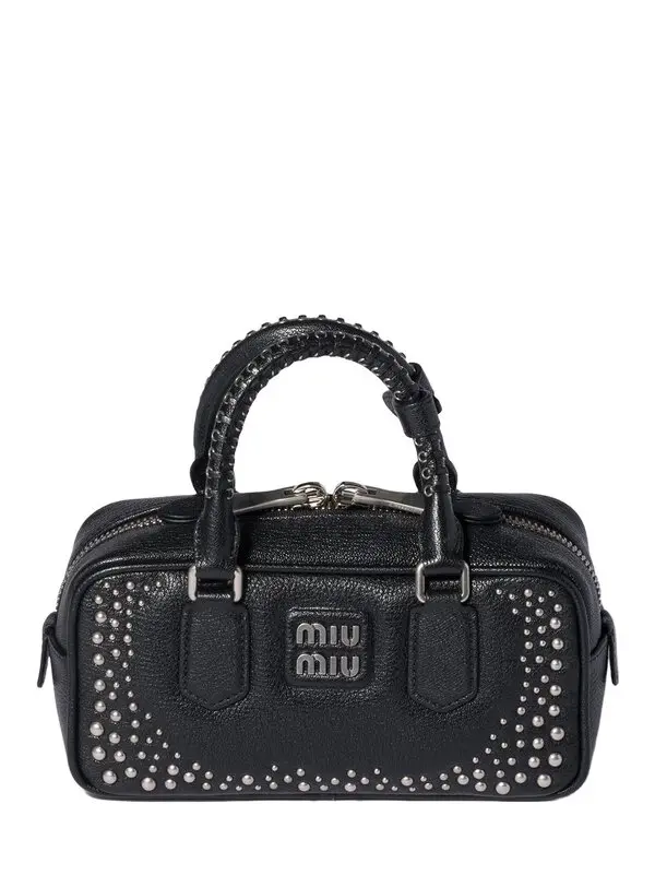 Miu Miu Arcadie Studded Leather Bag - Black