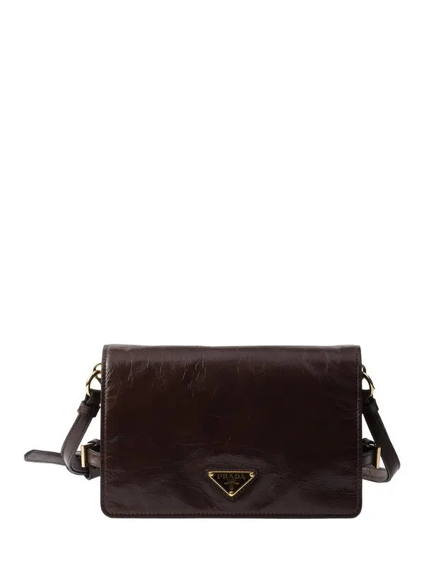 Prada Mini Leather Shoulder Bag - Brown