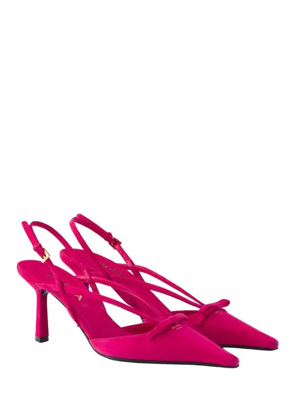 Prada Suede Slingback Pumps With Metal Buckle - Pink