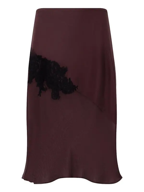 SIR. Noria Lace-trimmed Silk Midi Skirt - Purple