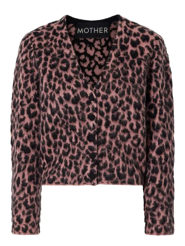 MOTHER The Baby Peek-a-boo Animal Print Mohair & Wool Blend Cardigan - Leopard Print