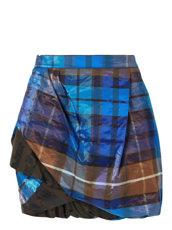 VIVIENNE WESTWOOD Zora Asymmetrical Plaid Mini Skirt - Blue