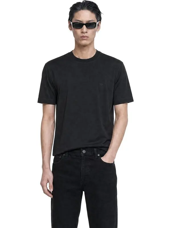 Emporio Armani Micro Eagle Embroidery Jersey T-shirt - Black