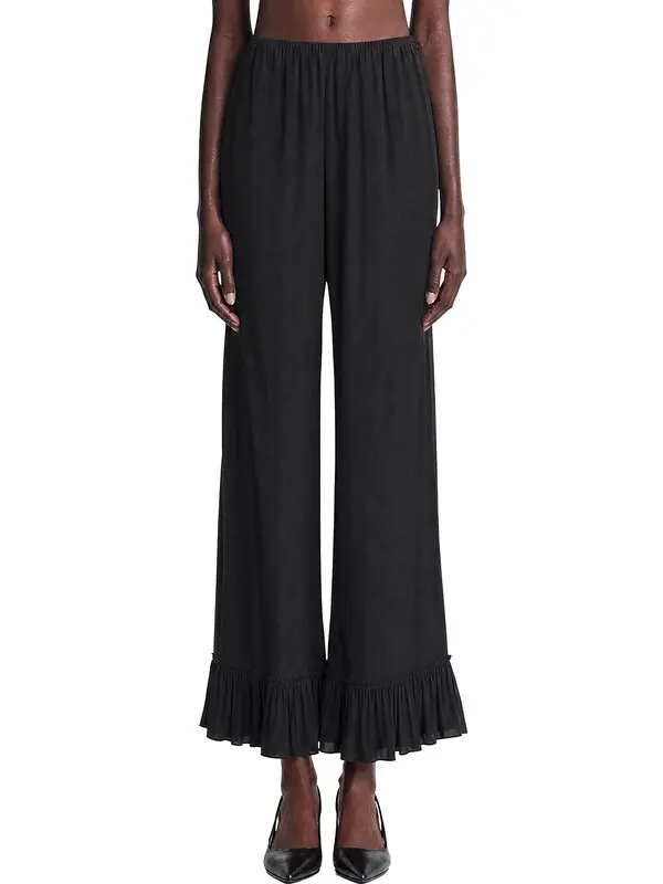 Chloé Cropped Fluid Pants In Crepe De Chine - Black