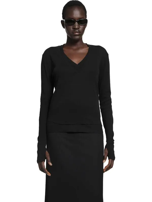 THOM KROM 2 In 1 V-neck T-shirt - Black
