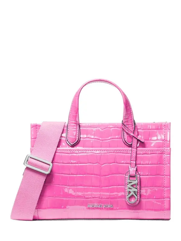 Michael Kors Gigi Small Crocodile Embossed Leather Messenger Bag - Pink