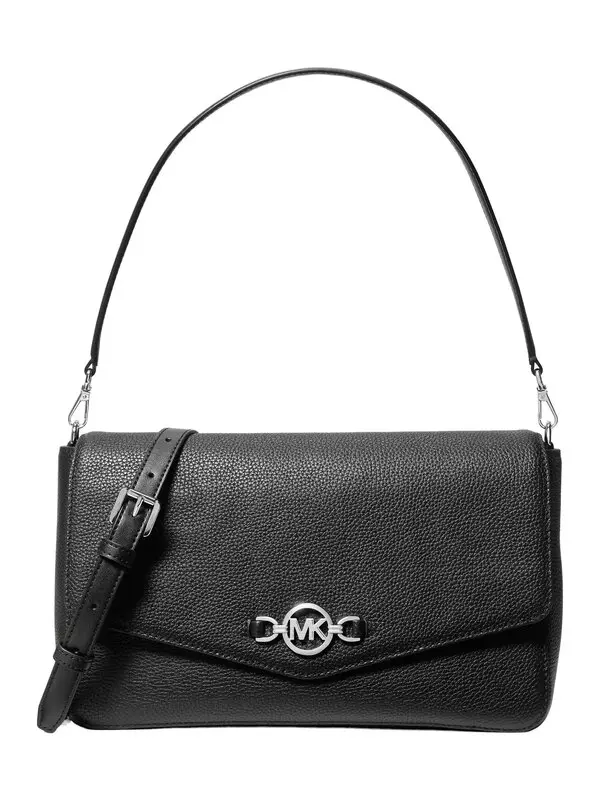 Michael Kors Kacey Large Pebbled Leather Convertible Crossbody Bag - Black