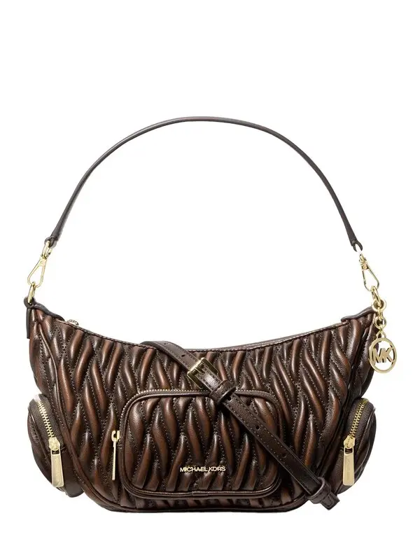 Michael Kors Merritt Small Matelassé Burnished Convertible Shoulder Bag - Brown