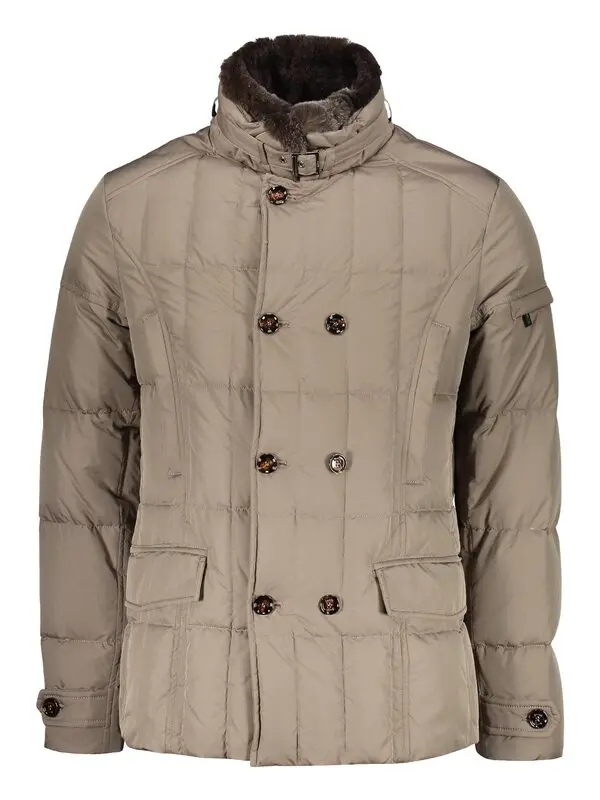 MOORER Double-breasted Padded Jacket With Logo Detail - Beige