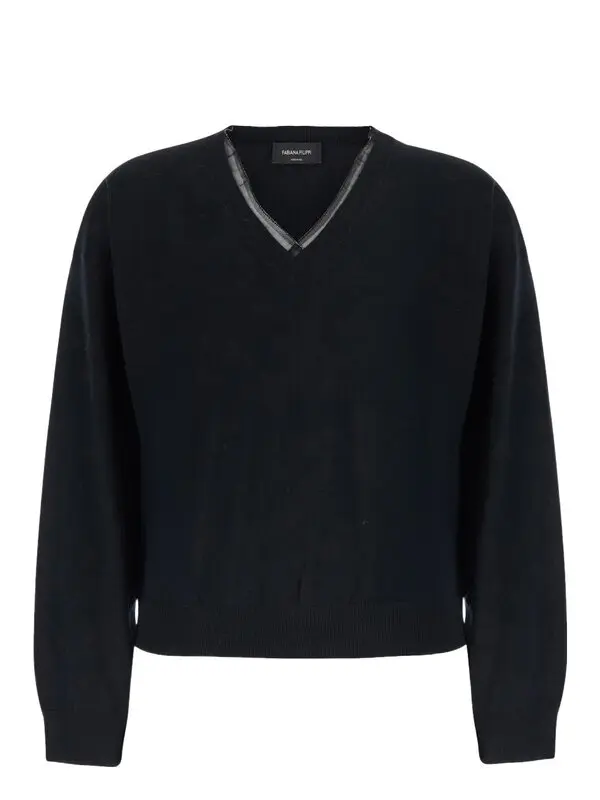 Fabiana Filippi V-neck Trim Jumper - Black