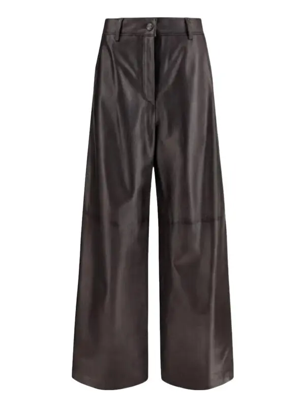 P.a.r.o.s.h Wide-leg Leather Trousers - Brown