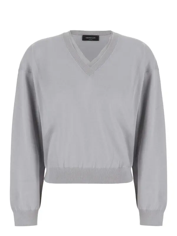 Fabiana Filippi Trim V-neck Jumper - Grey