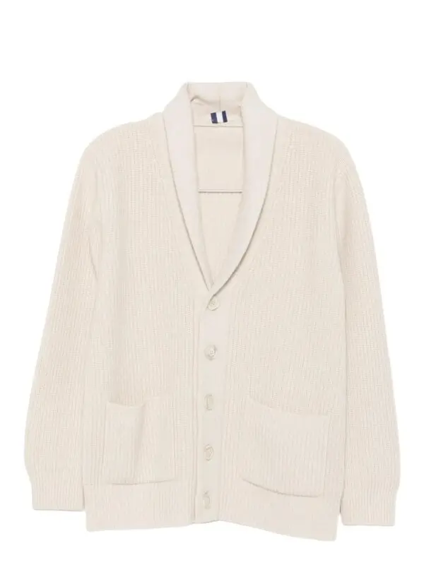 Fedeli Ribbed Shawl-collar Cardigan - Cream