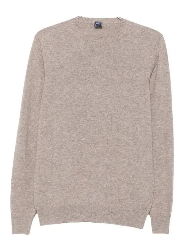 Fedeli Fine Knit Crew Neck Long Sleeve Sweater - Taupe