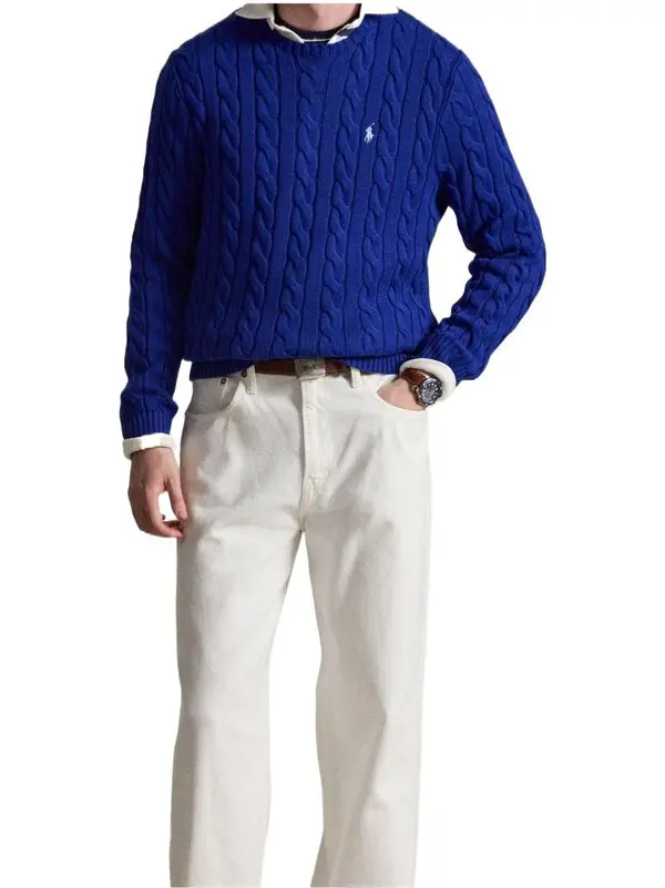 Polo Ralph Lauren Cable Knit Crewneck Sweater - Blue