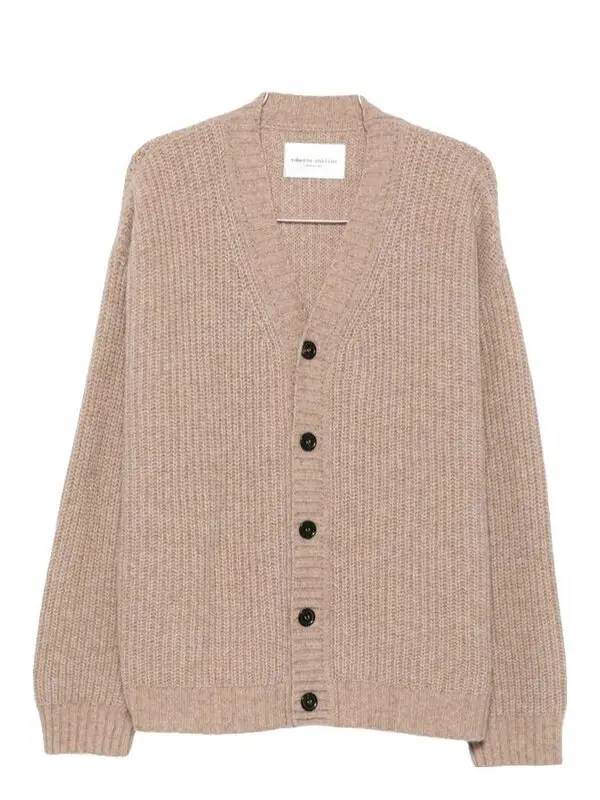 ROBERTO COLLINA V-neck Cardigan - Beige