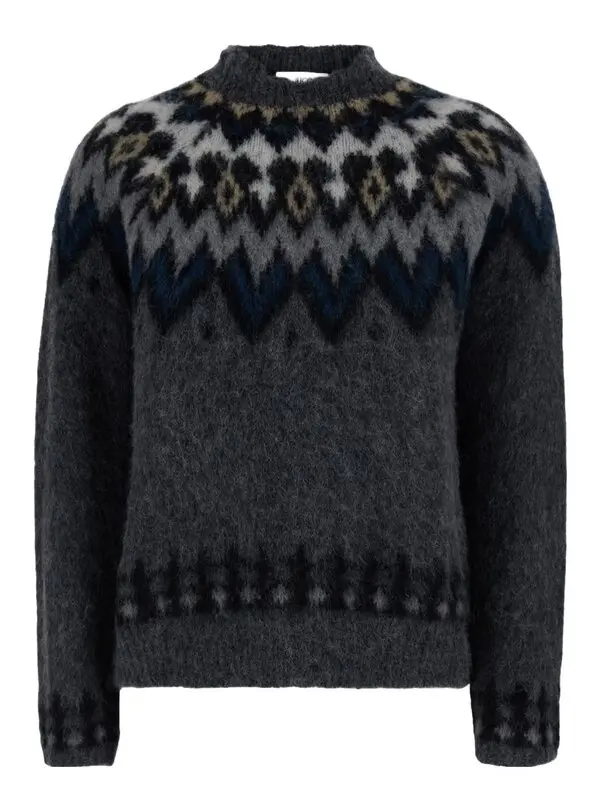 JUCCA Fair Isle Crew Neck Sweater - Black
