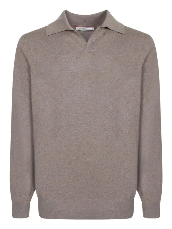 Brunello Cucinelli Polo-neck Knitted Jumper - Gray