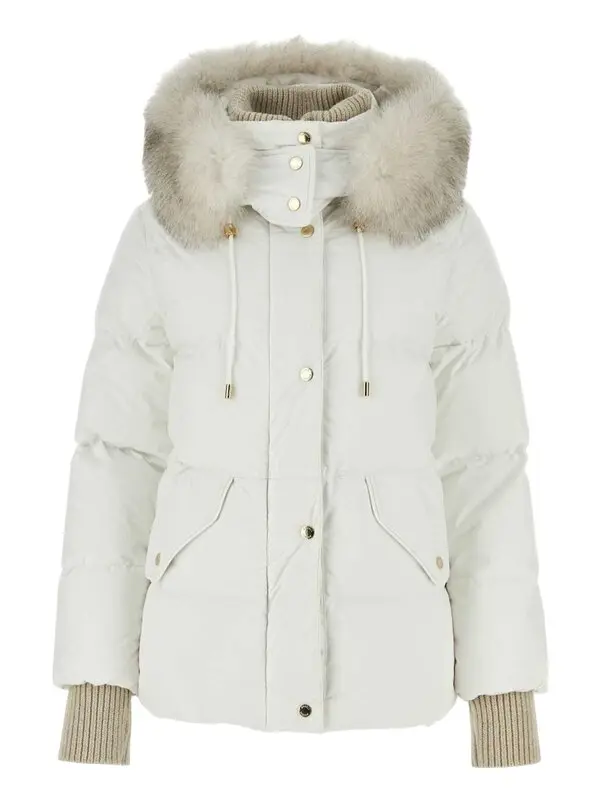 MOORER Puffer Jacket With Fur Trim - White