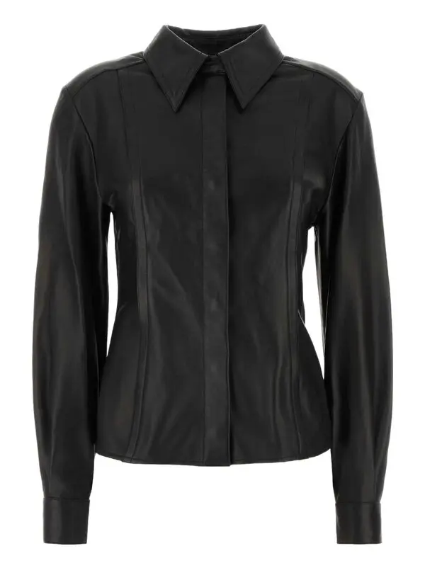 Alberta Ferretti Gloss Leather Shirt - Black