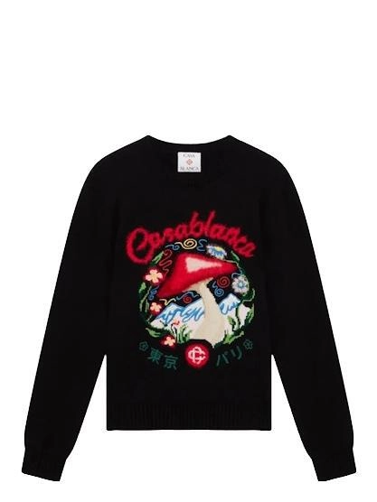 Casablanca Cotton Embroidered Mushroom Jumper - Black