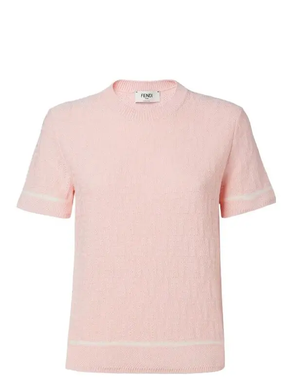 Fendi Crocheted Ff Motif Jumper - Pink
